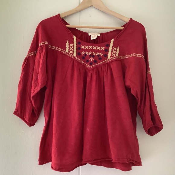 Sundance | Tops | Sundance Red Boho Blouse M | Poshmark